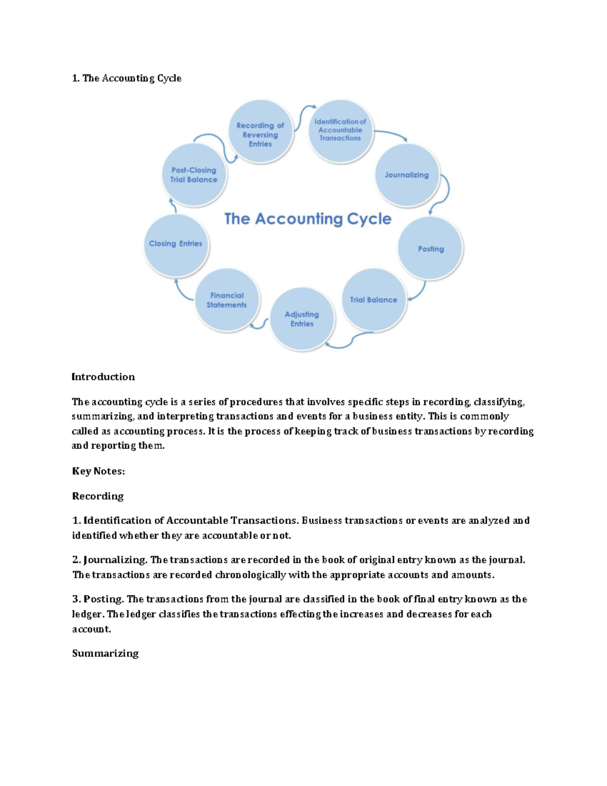 Accounting Cycle - The Accounting Cycle Introduction The accounting ...
