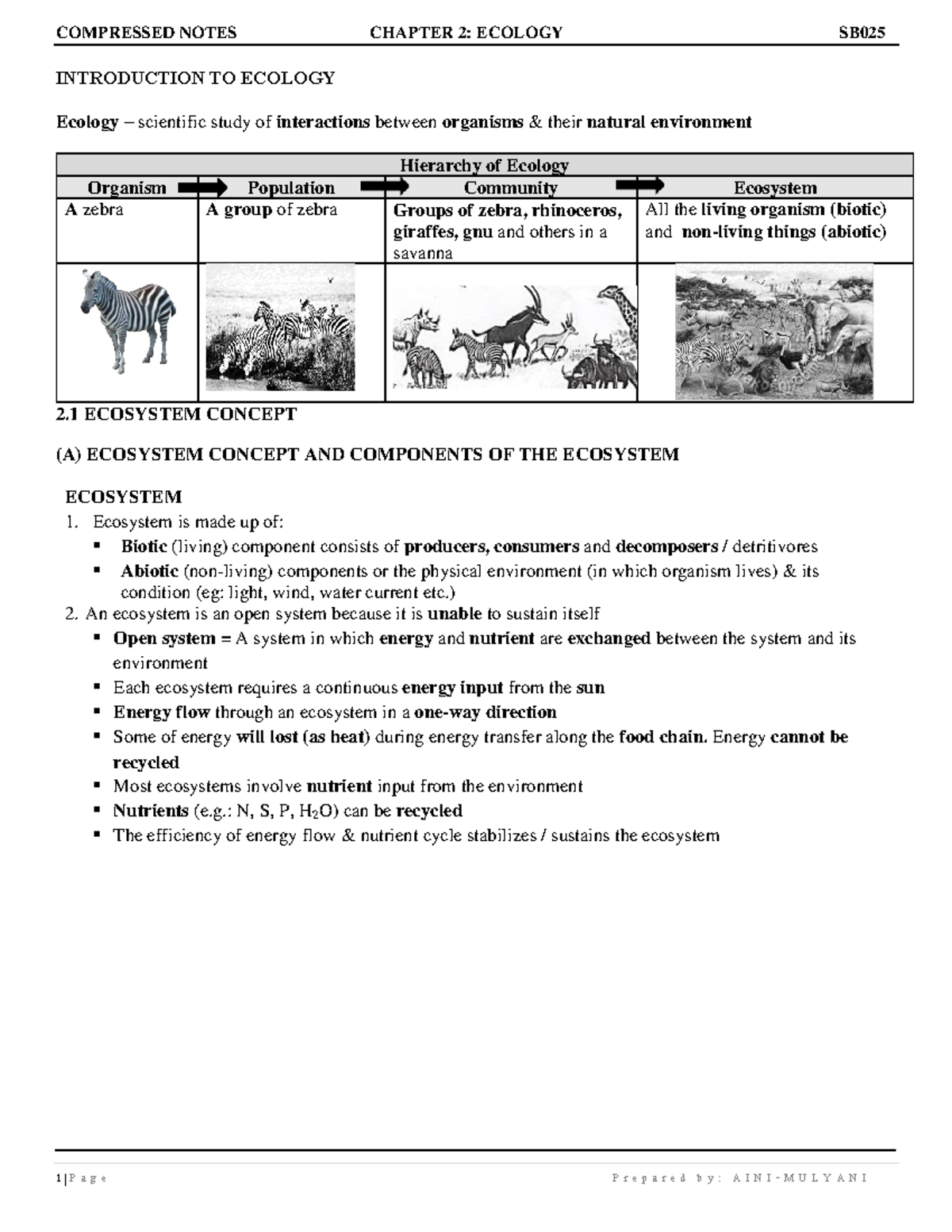 Ecology Biology - INTRODUCTION TO ECOLOGY Ecology – scientific study of ...