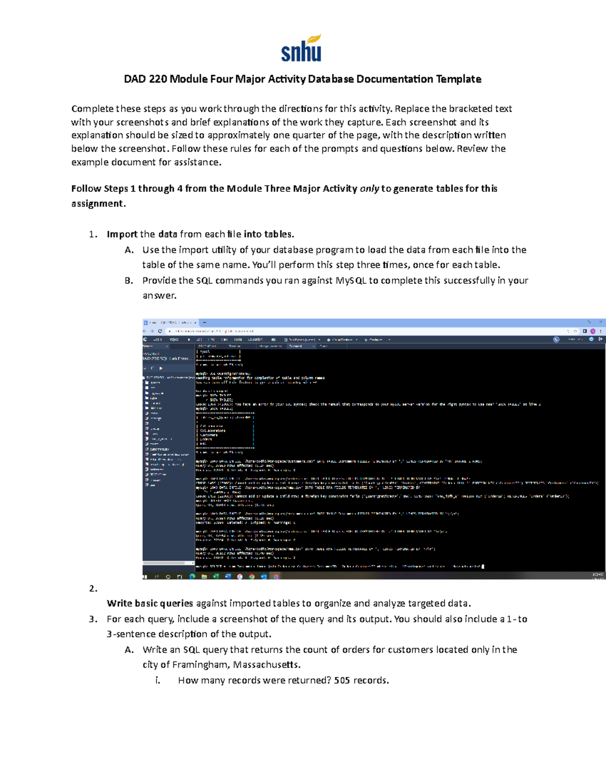 Week 4 #2 - Using Codio - DAD 220 Module Four Major Activity Database ...