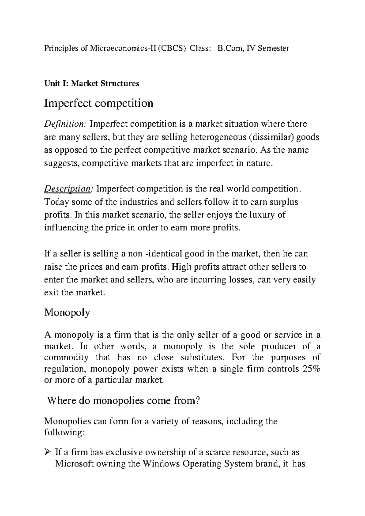 Monopoly and Imperfect competition converted - Principles of ...