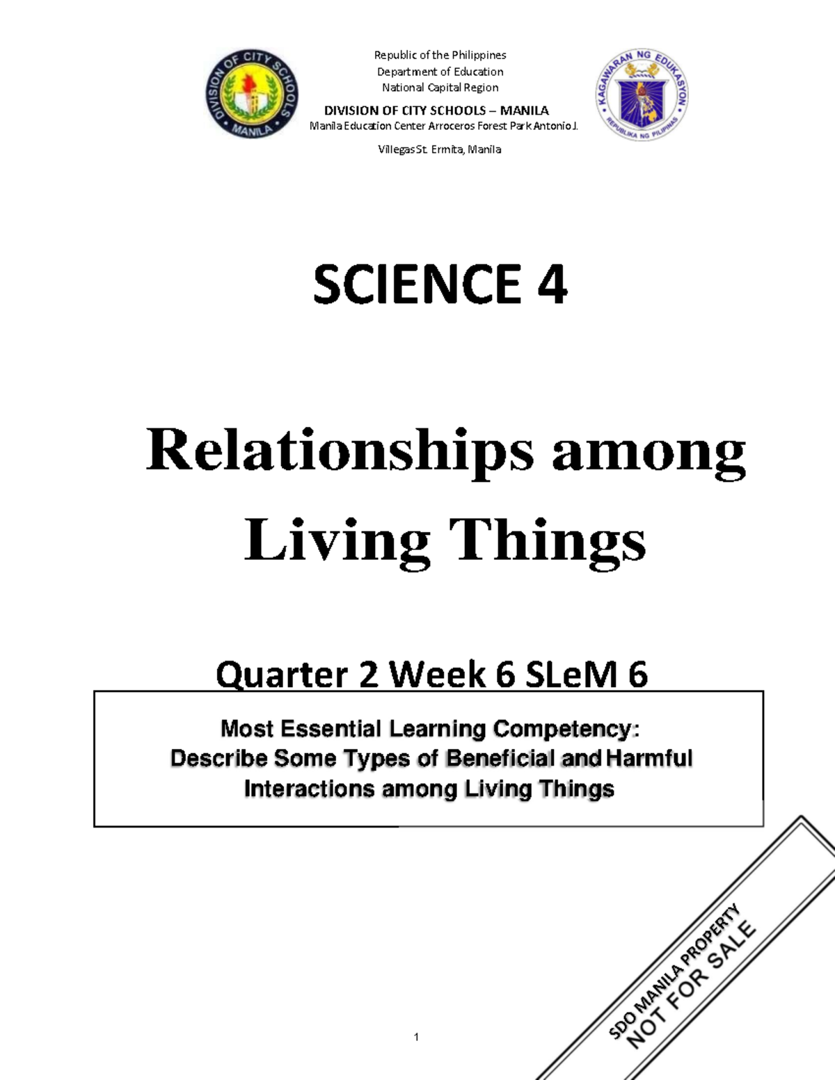 Science 4 Q2 Mod6 - Republic of the Philippines Department of Education ...