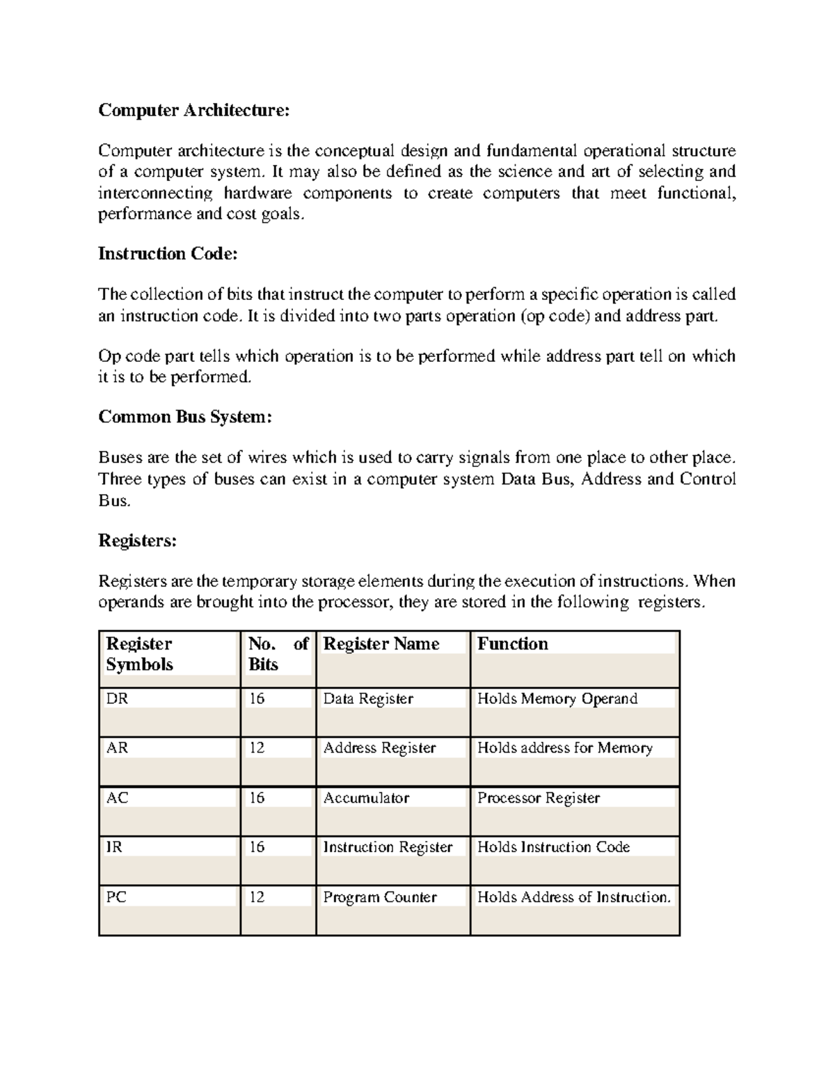CA Short Notes - 2nd sem bca - Computer Architecture: Computer ...