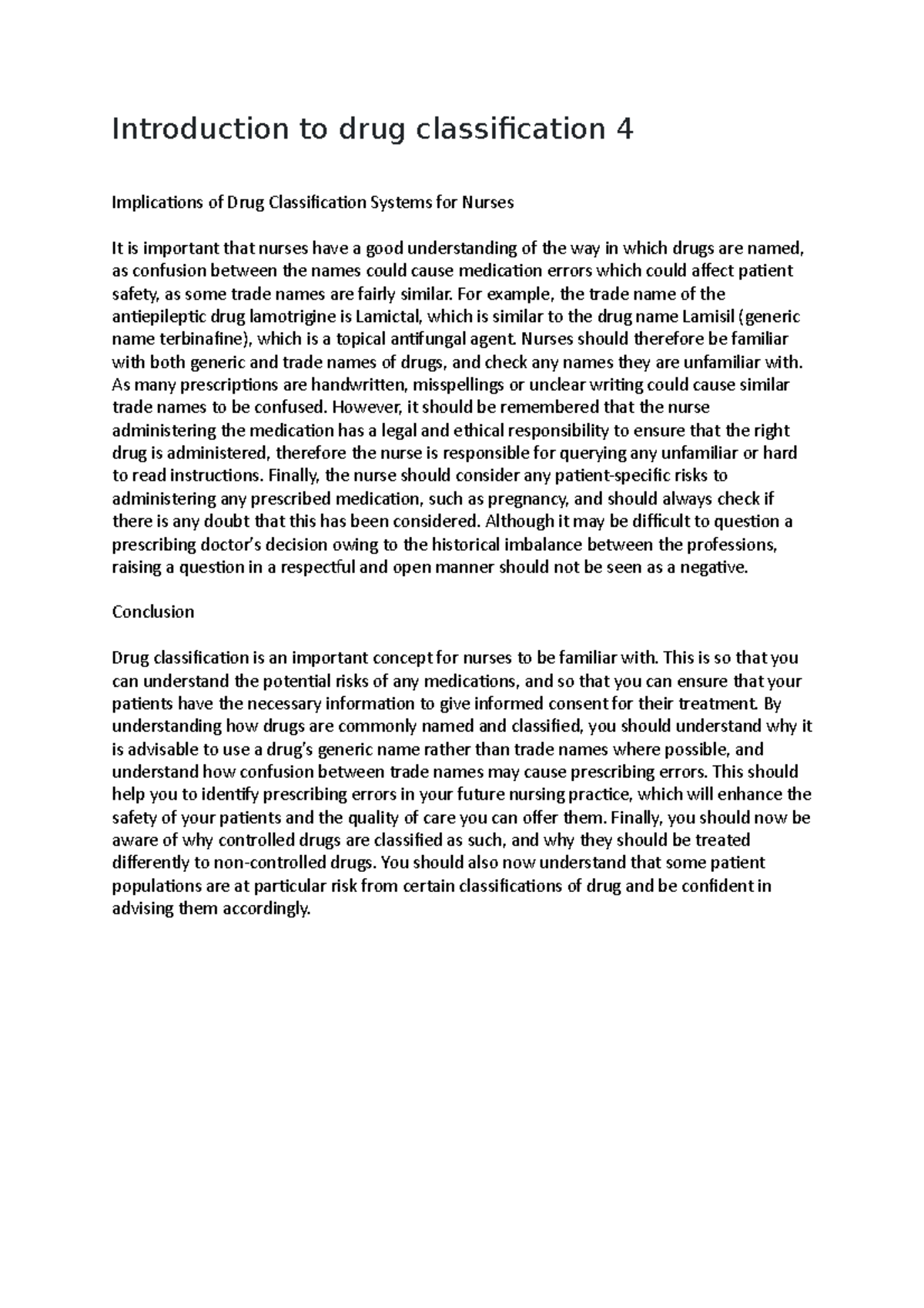 Introduction to drug classification 4 - For example, the trade name of ...