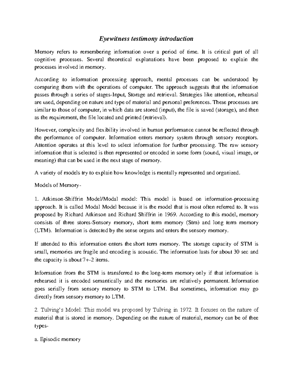 Intro Eye-Witness testimony - Warning: TT: undefined function: 22 ...