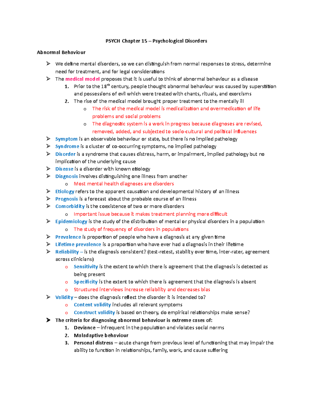 Psych Chapter 15 – Psychological Disorders - PSYCH Chapter 15 ...