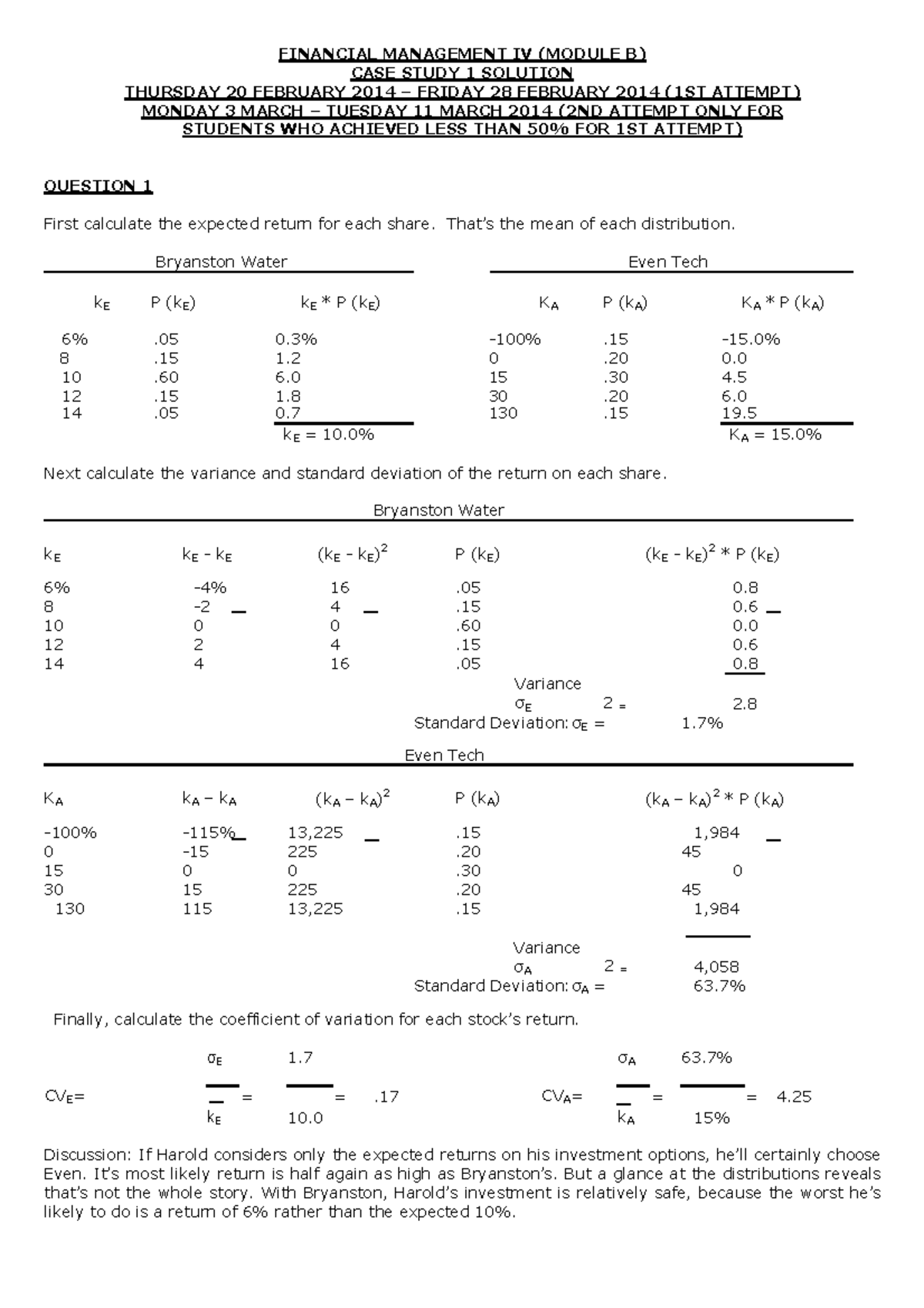 Case Study 1 Solution - - Studocu