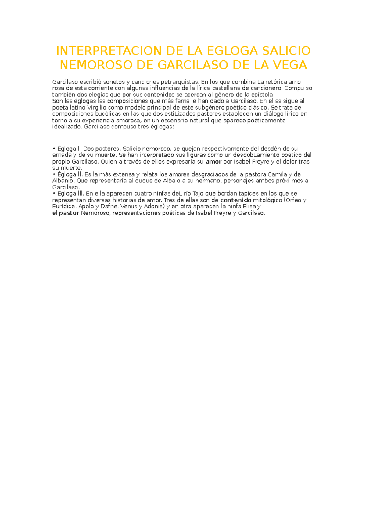 Literatura - aqui ta - INTERPRETACION DE LA EGLOGA SALICIO NEMOROSO DE ...