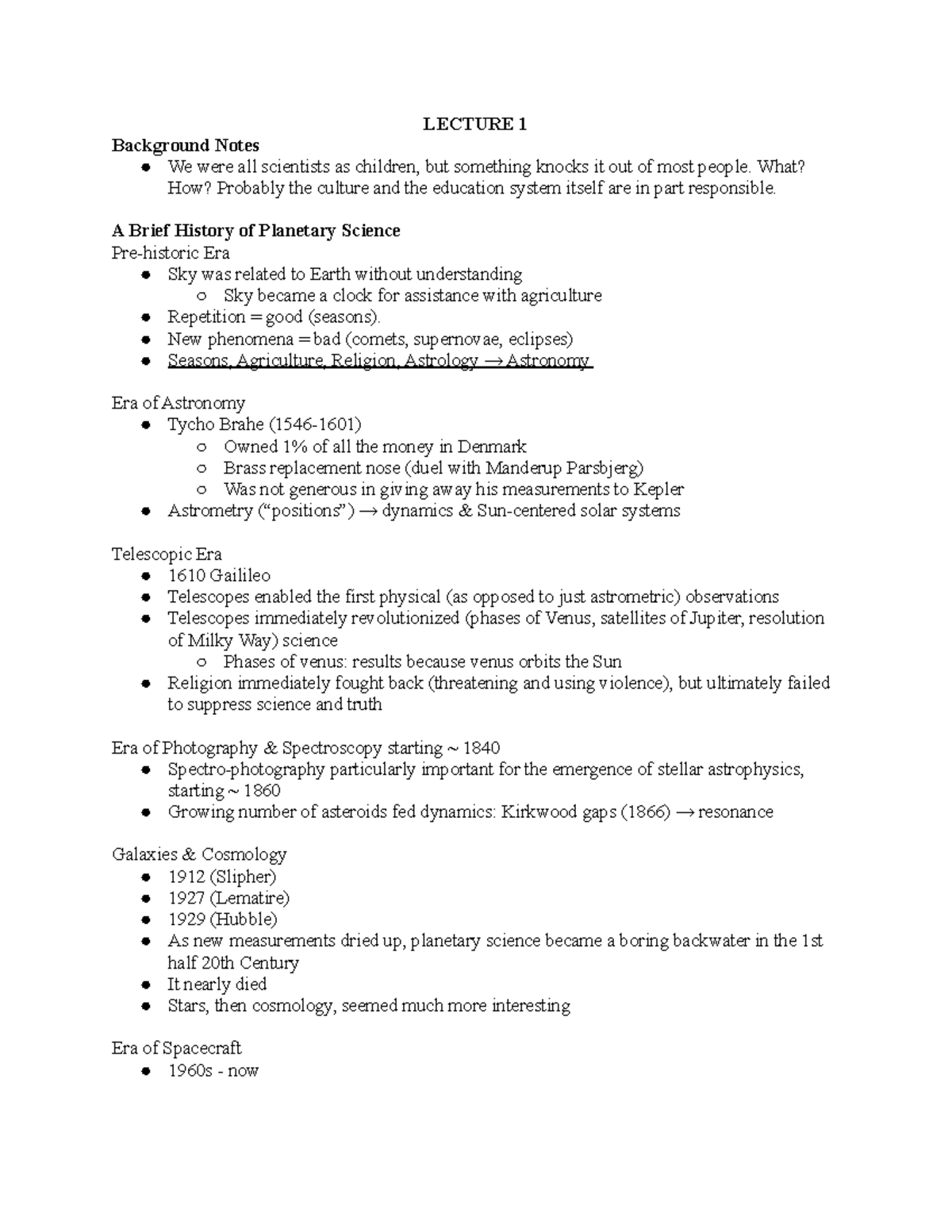 Lecture 1 EPS SCI 9 - Brief history of planetary science, contents of ...