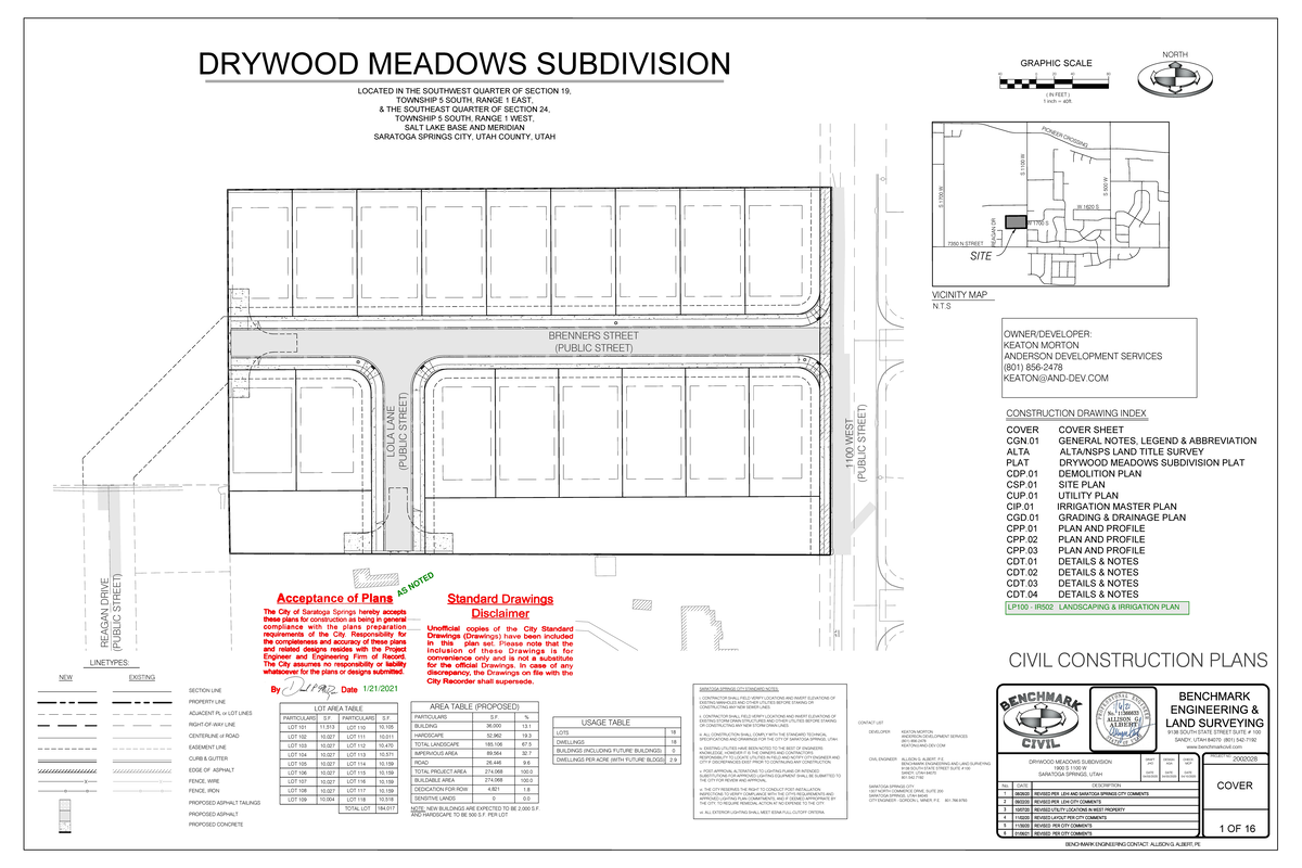 Accepted Construction Drawings-Drywood Meadows - BENCHMARK ENGINEERING ...