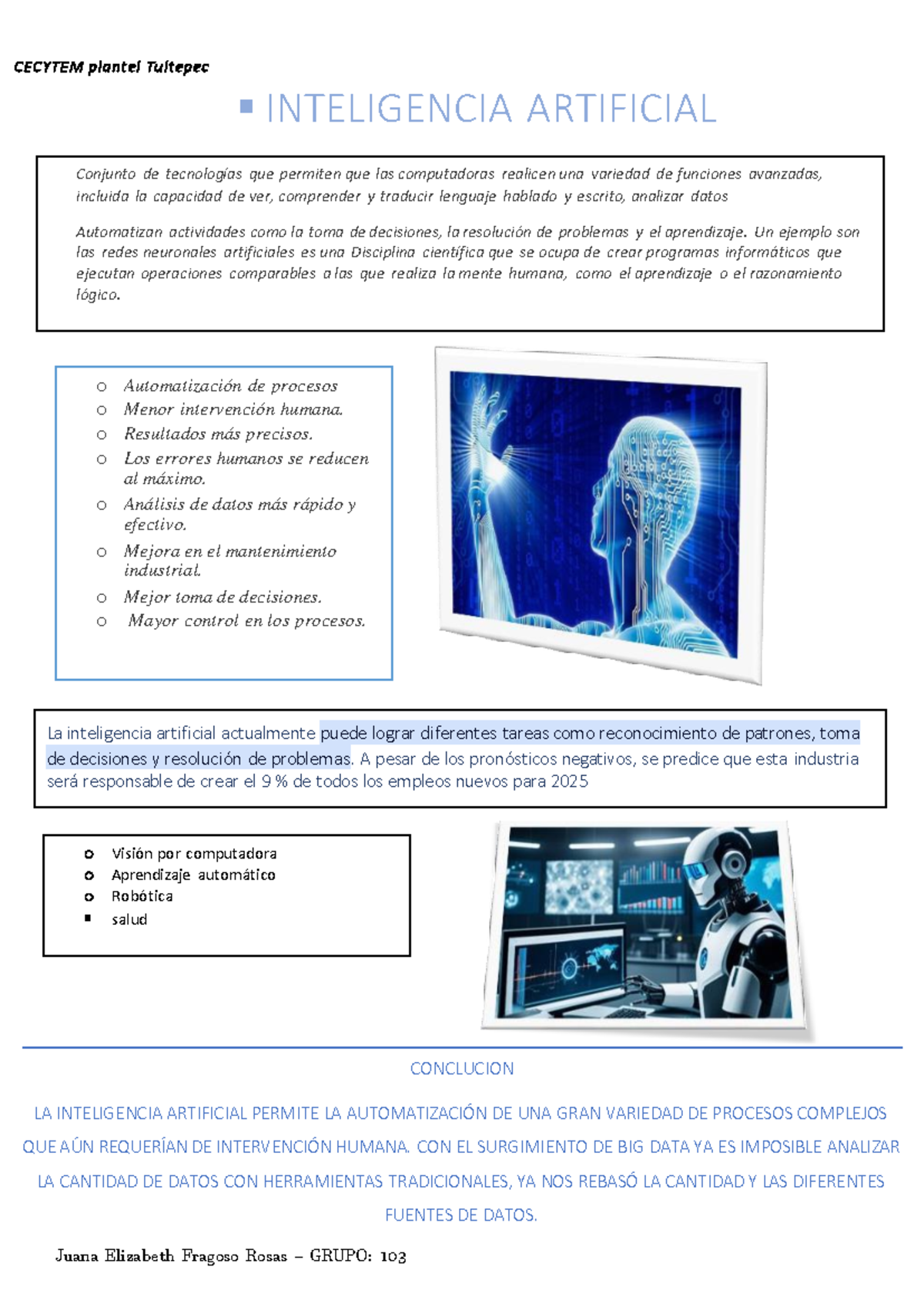 Inteligencia Artificial ELI - CECYTEM plantel Tultepec Conjunto de ...