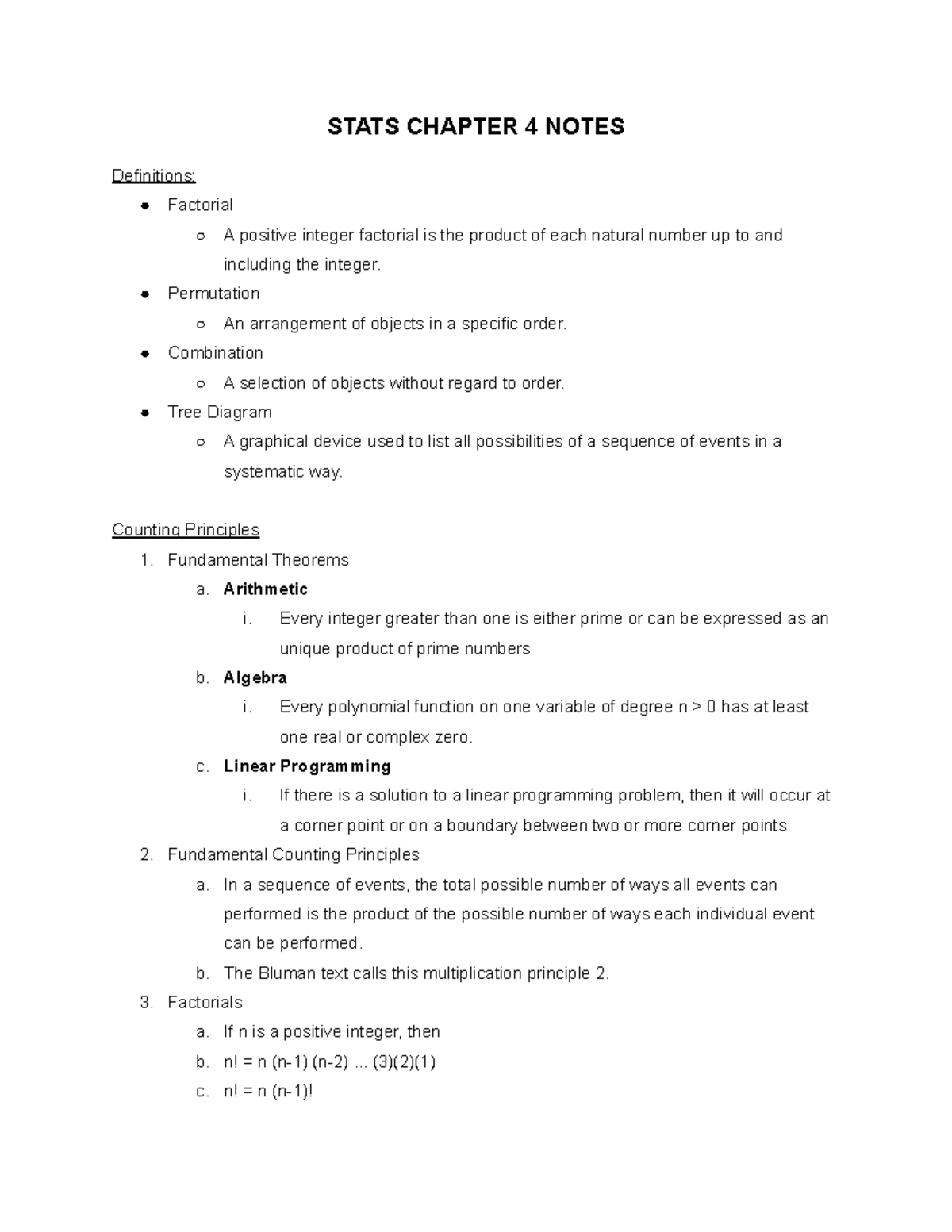 Stats chapter 4 notes - STATS CHAPTER 4 NOTES Definitions: Factorial A ... Stats chapter 4 notes - STATS CHAPTER 4 NOTES Definitions: Factorial A ...