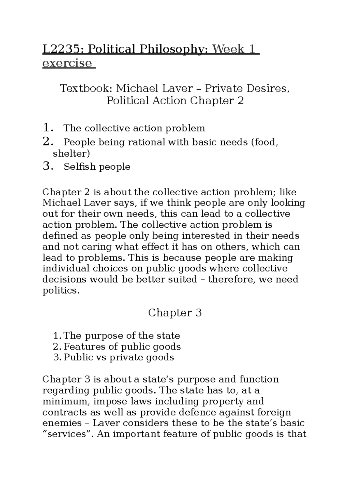 Exercise 1 - Guide - L2235: Political Philosophy: Week 1 exercise ...