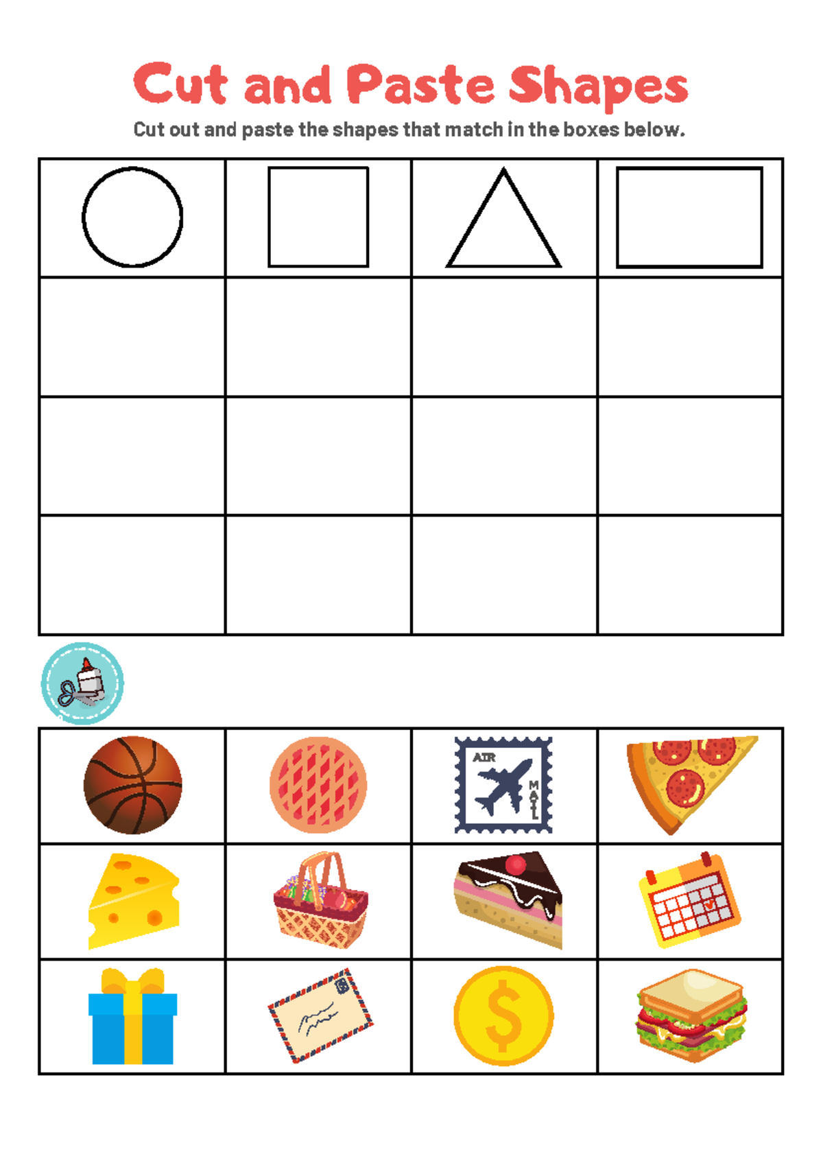 Cut and Paste Shapes Worksheet - ####### Cut and Paste Shapes Cut out ...