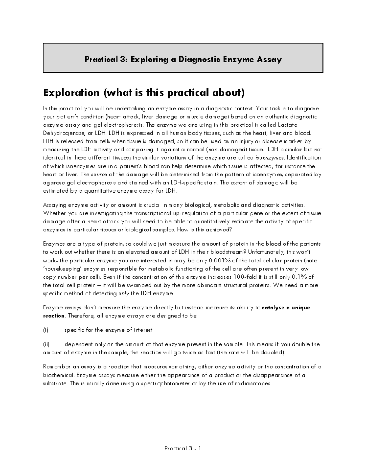 Prac 3 Enzyme Assay 2021 BIOL1007 - BIOL114 - MQ - Studocu