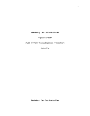 NHS-FPX4010 Assessment 3-1 - Interdisciplinary Plan Proposal NURS- FPX ...