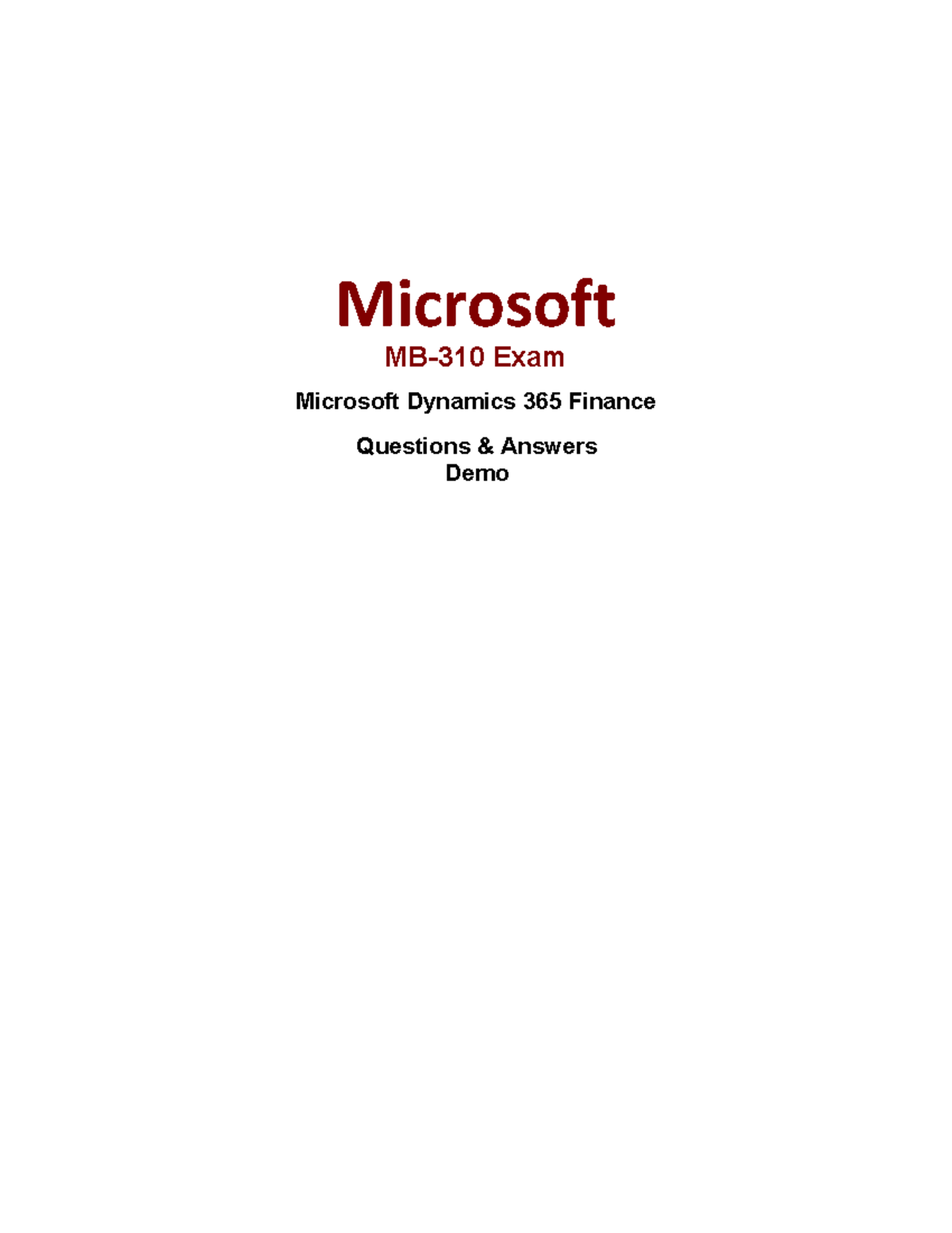 MB-310-questions - Microsoft Dynamics 365 Finance Microsoft MB-310 Exam ...