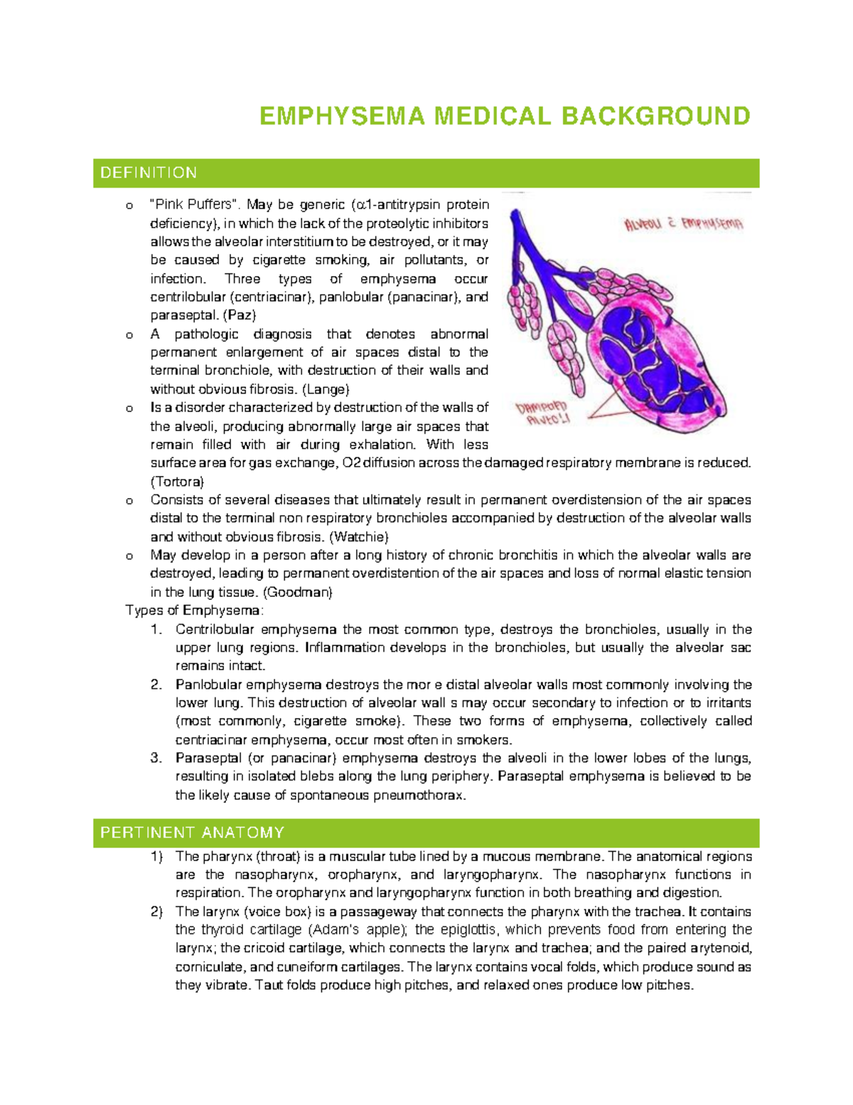 Emphysema Medical Background - EMPHYSEMA MEDICAL BACKGROUND DEFINITION ...