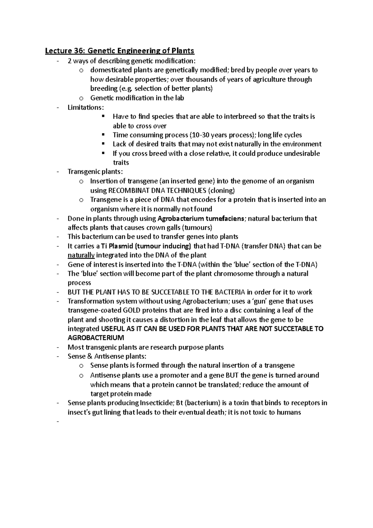 Genetic Engineering of Plants - Lecture 36: Genetic Engineering of ...