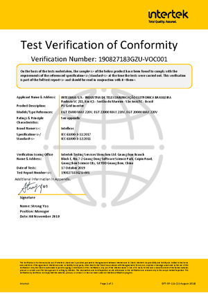 Certicado IEC 61727 e 62116 - EGT 2000 0 ~25000 MAX - This Certificate ...