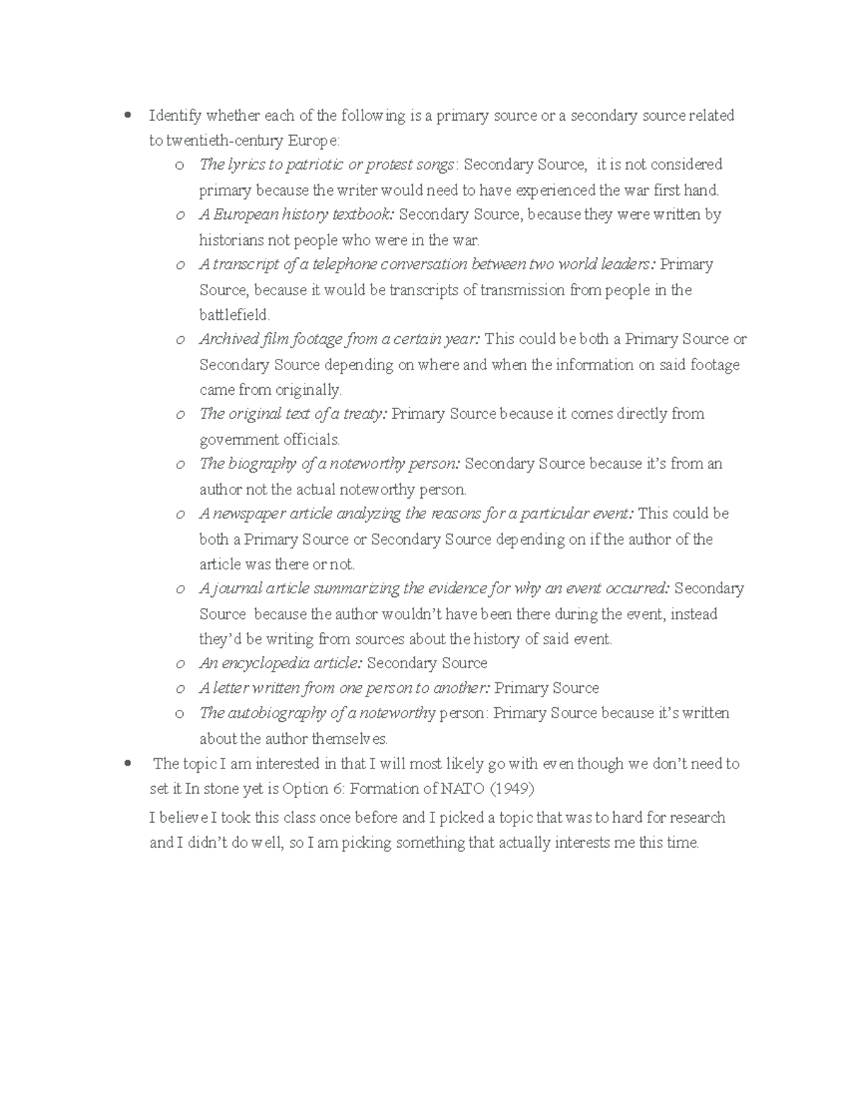 1-2 Journal - Identifying Primary and Secondary Sources - Identify ...