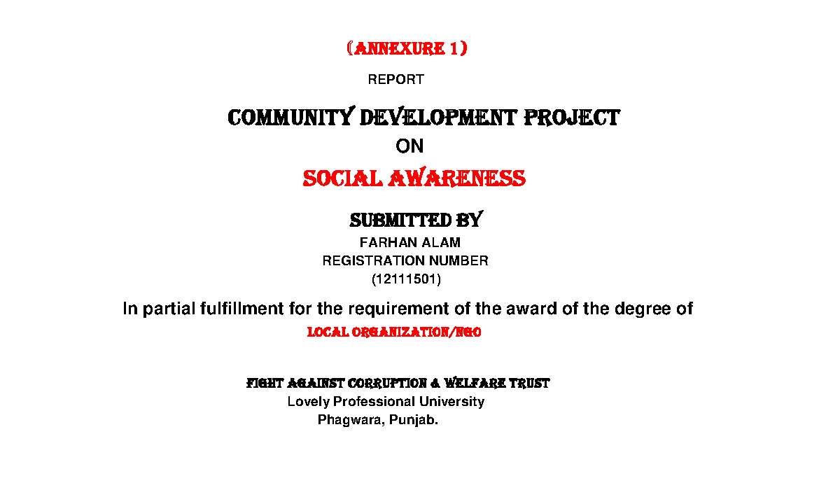 Main report cdp - ssss - (Annexure 1) REPORT COMMUNITY DEVELOPMENT ...
