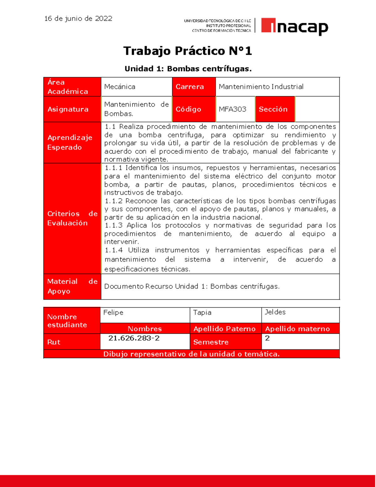 Copia de MFA303 U1 TP1 (1) (1) bomba - 16 de junio de 2022 Trabajo ...
