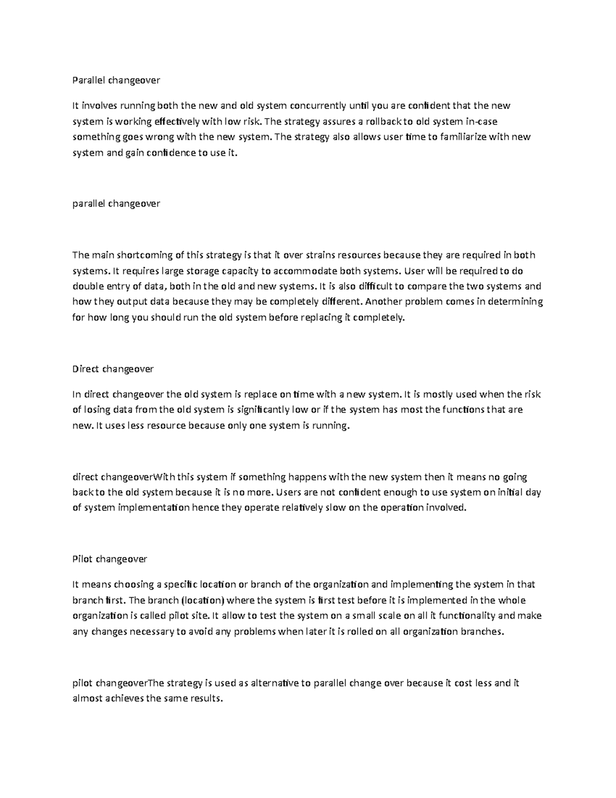 Change over strategies of system in information communication ...