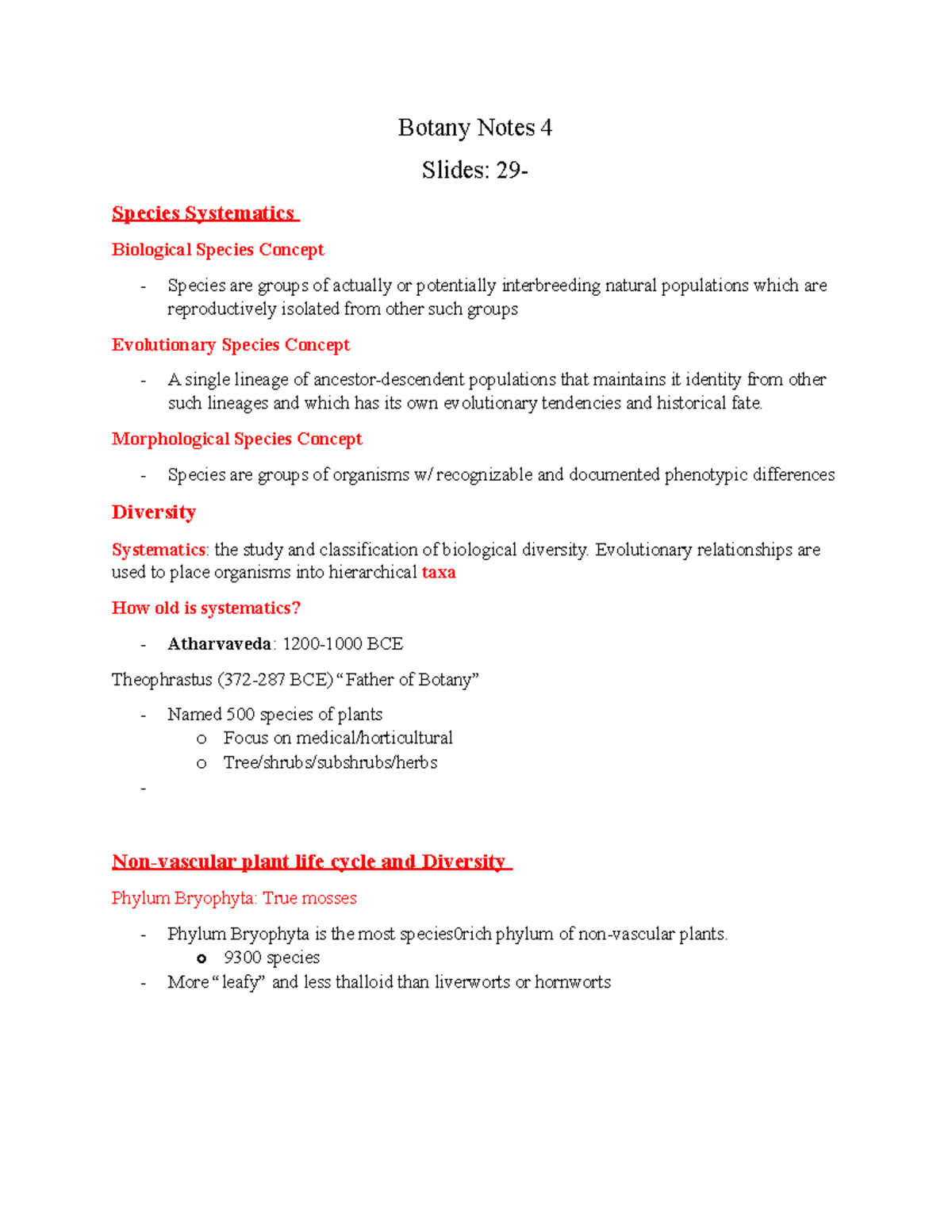 Botany Notes Unit 4 - Botany Notes 4 Slides: 29Species Systematics ...