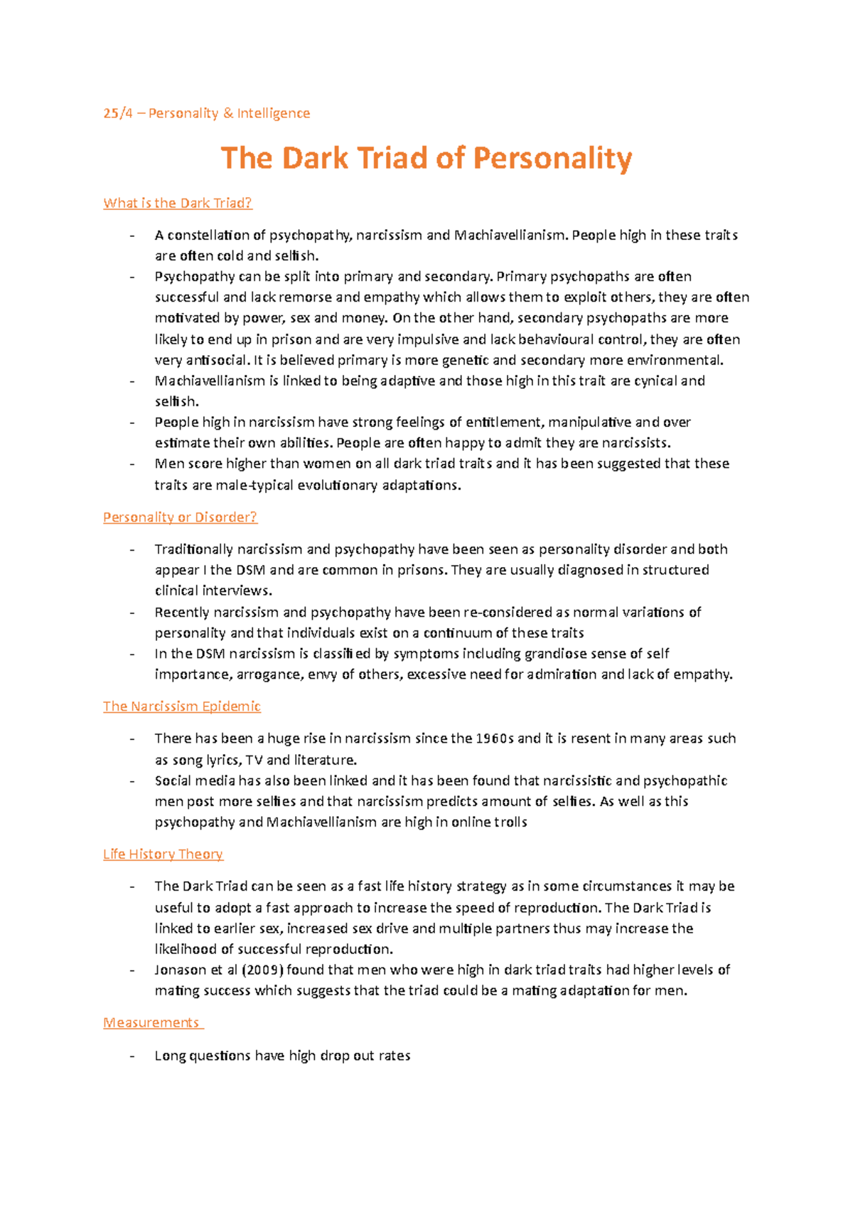 Dark Triad of Personality - People high in these traits are often cold ...