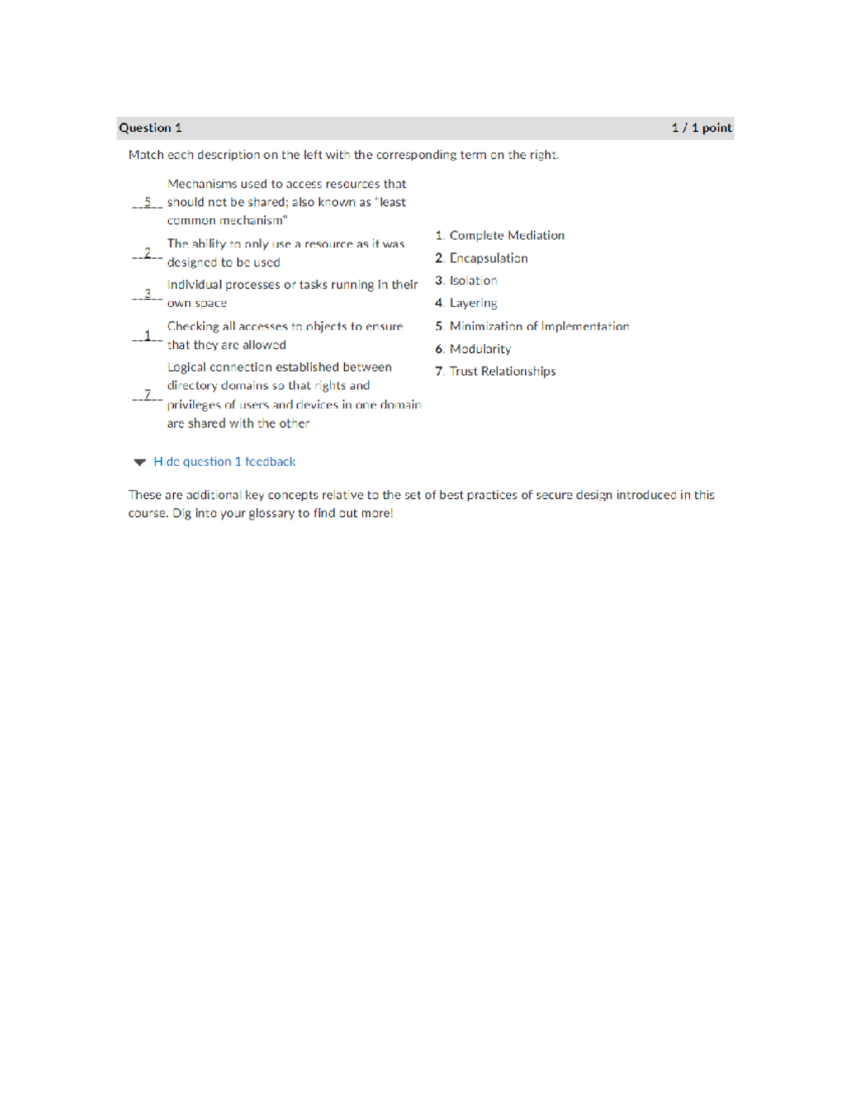 CYB 200 - Module 3 3-0 Knowledge Check - Question 1 point Match each ...