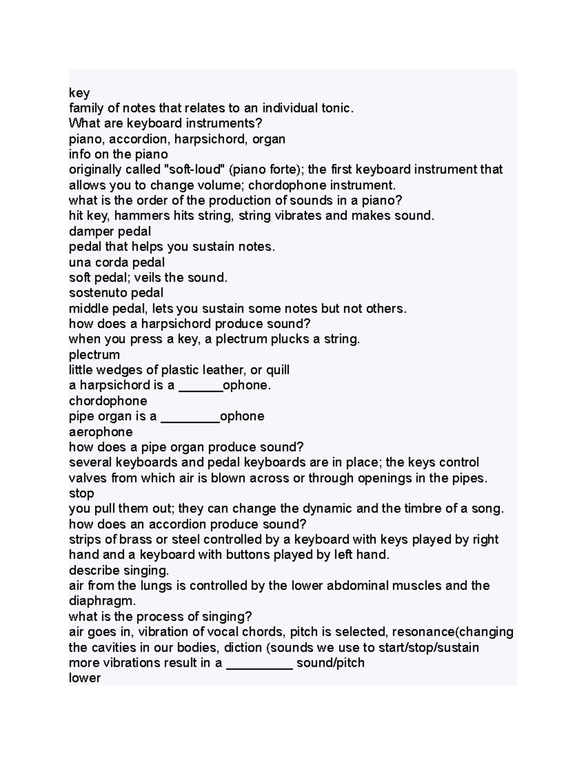 Music 3 - Practice materials and notes - key family of notes that ...