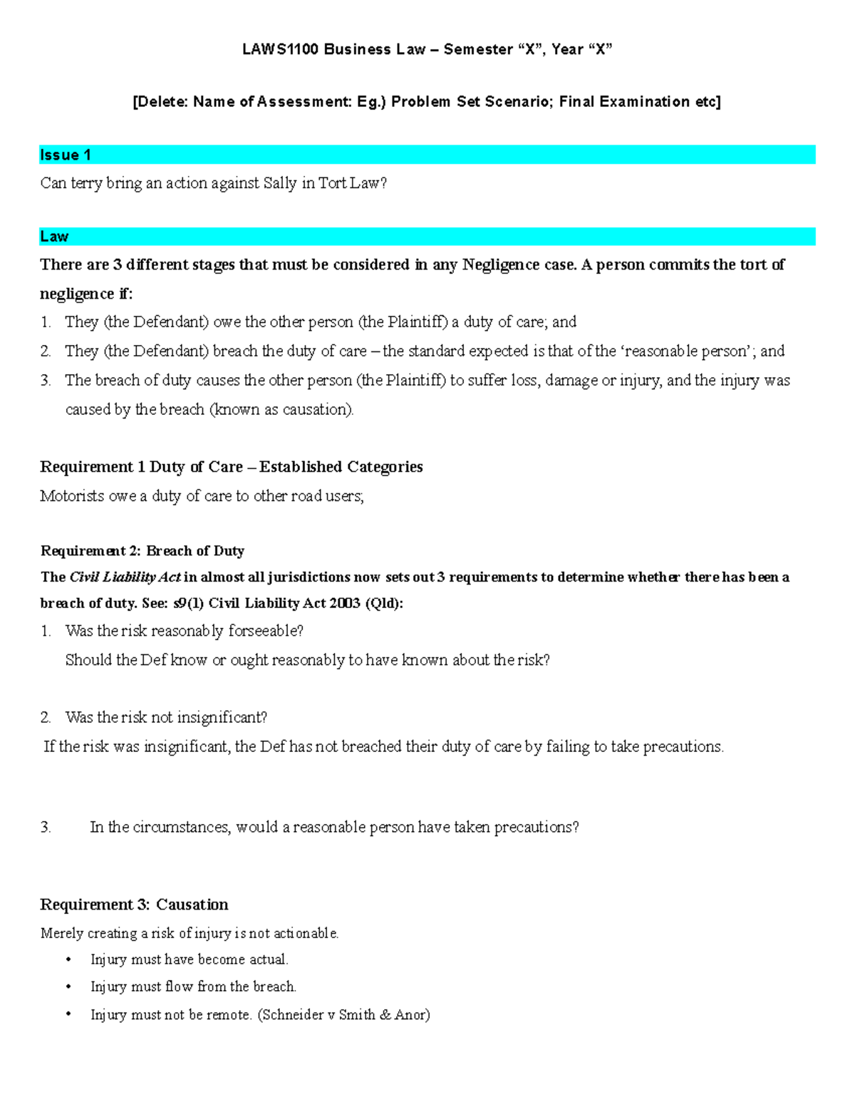 LAWS1100 Business Law - ILAC Template - LAWS1100 Business Law ...