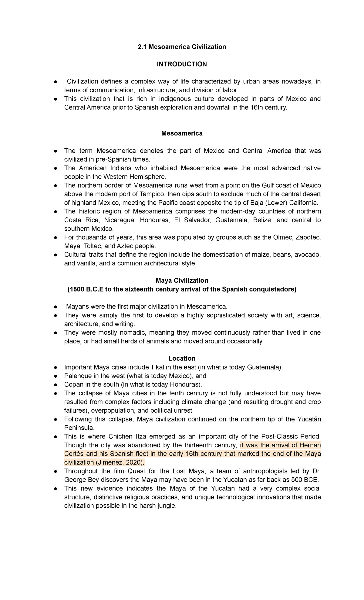STS Reviewer - mesoamerica summary - 2 Mesoamerica Civilization ...