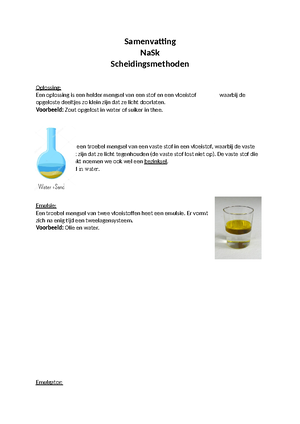 Overzicht scheidingsmethoden Scheikunde - Overzicht van de ...