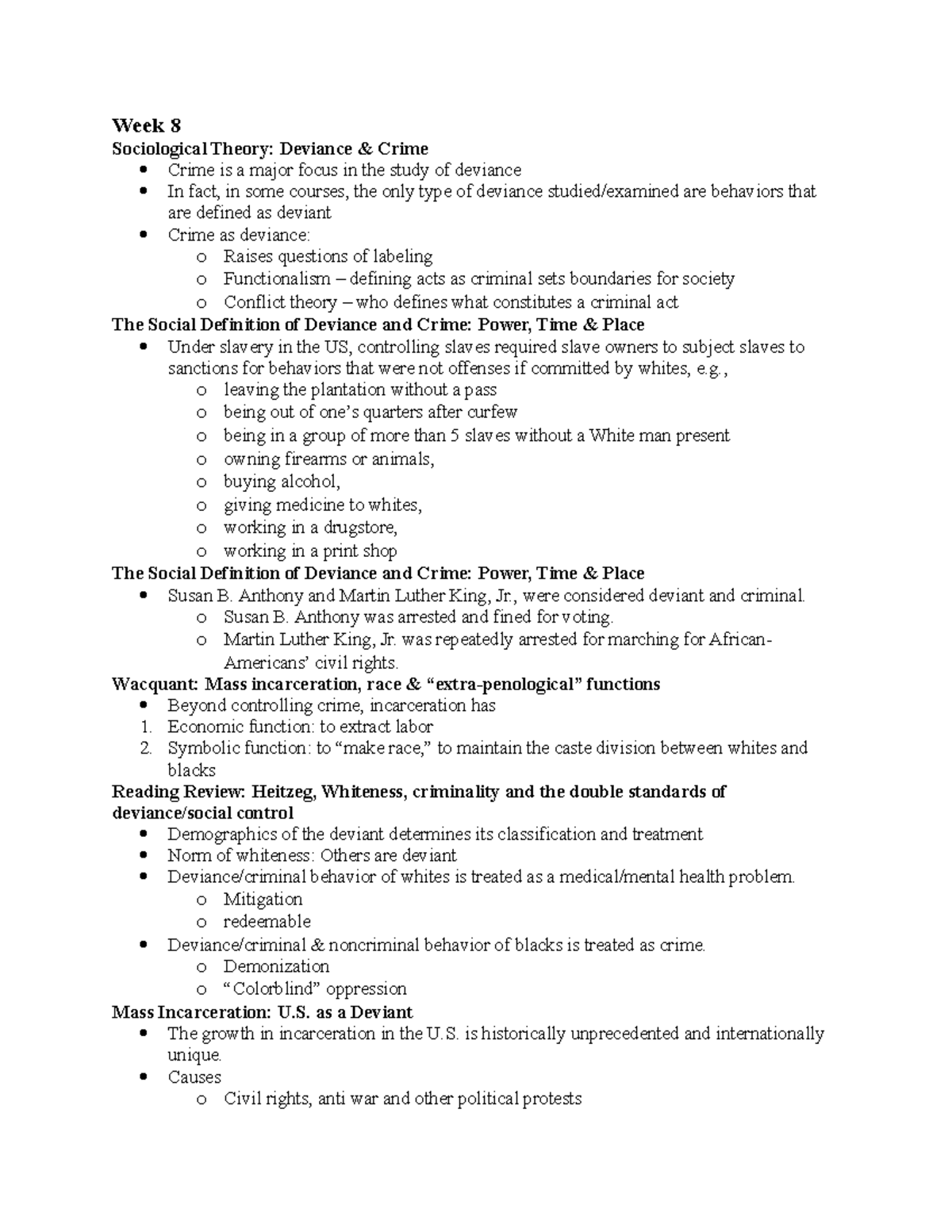 SOC343 W8 - Weissman - Week 8 Sociological Theory: Deviance & Crime ...