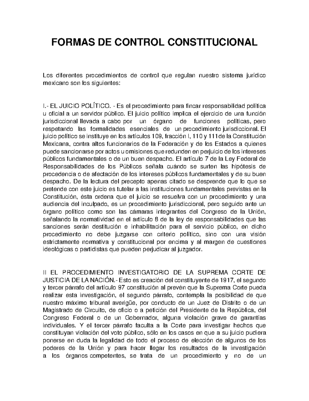 3.4 Formas DE Control Constitucional - FORMAS DE CONTROL CONSTITUCIONAL ...