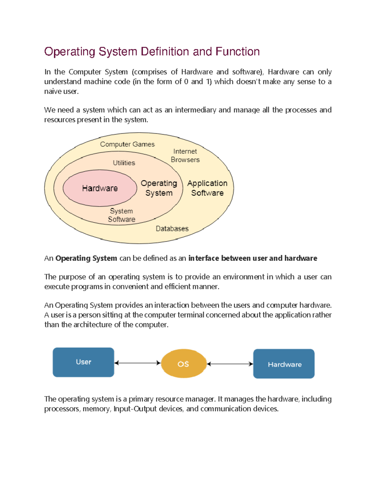 Operating System Definition and Function - We need a system which can ...