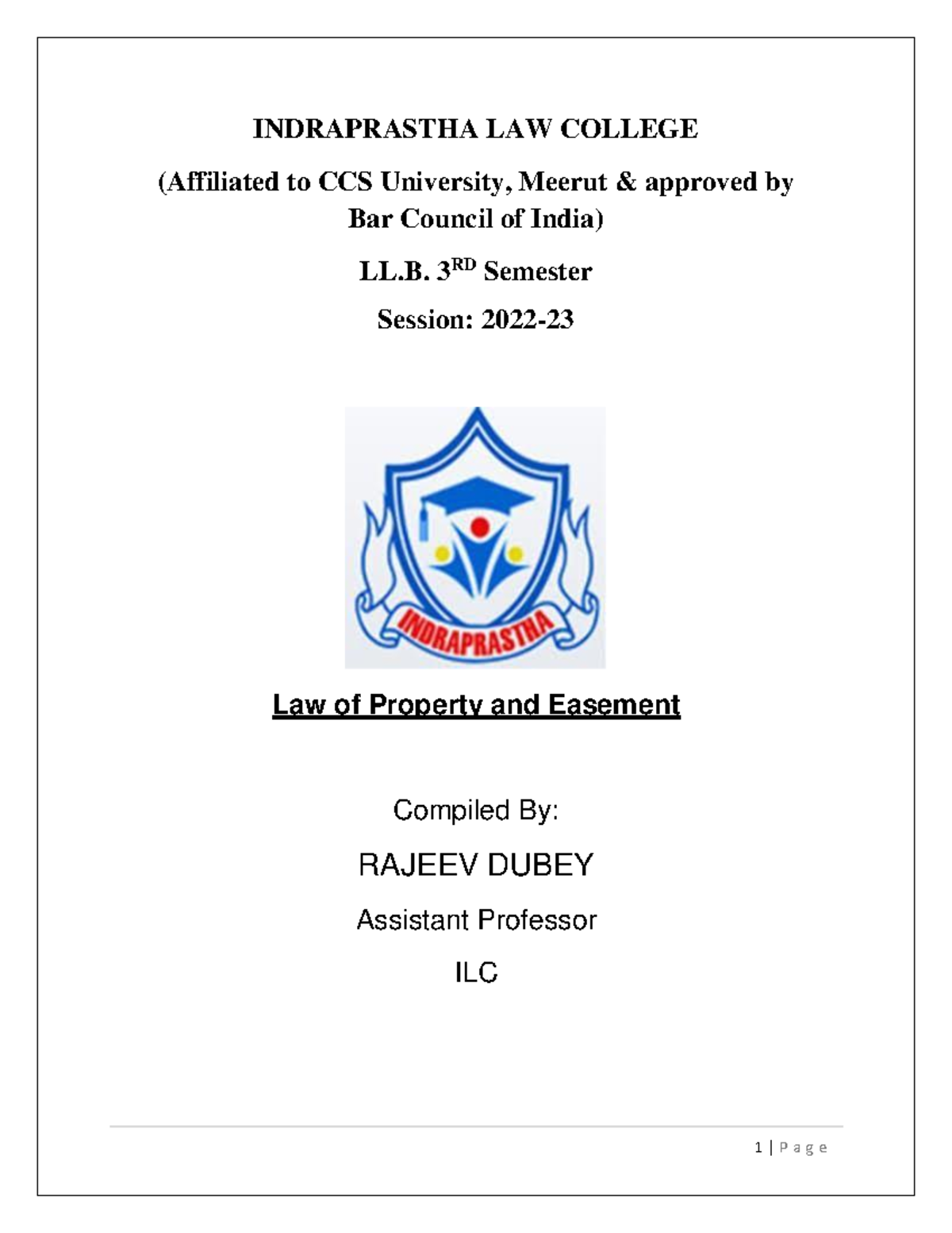 LLB 3rd sem(TPA) - Notes - INDRAPRASTHA LAW COLLEGE (Affiliated to CCS ...