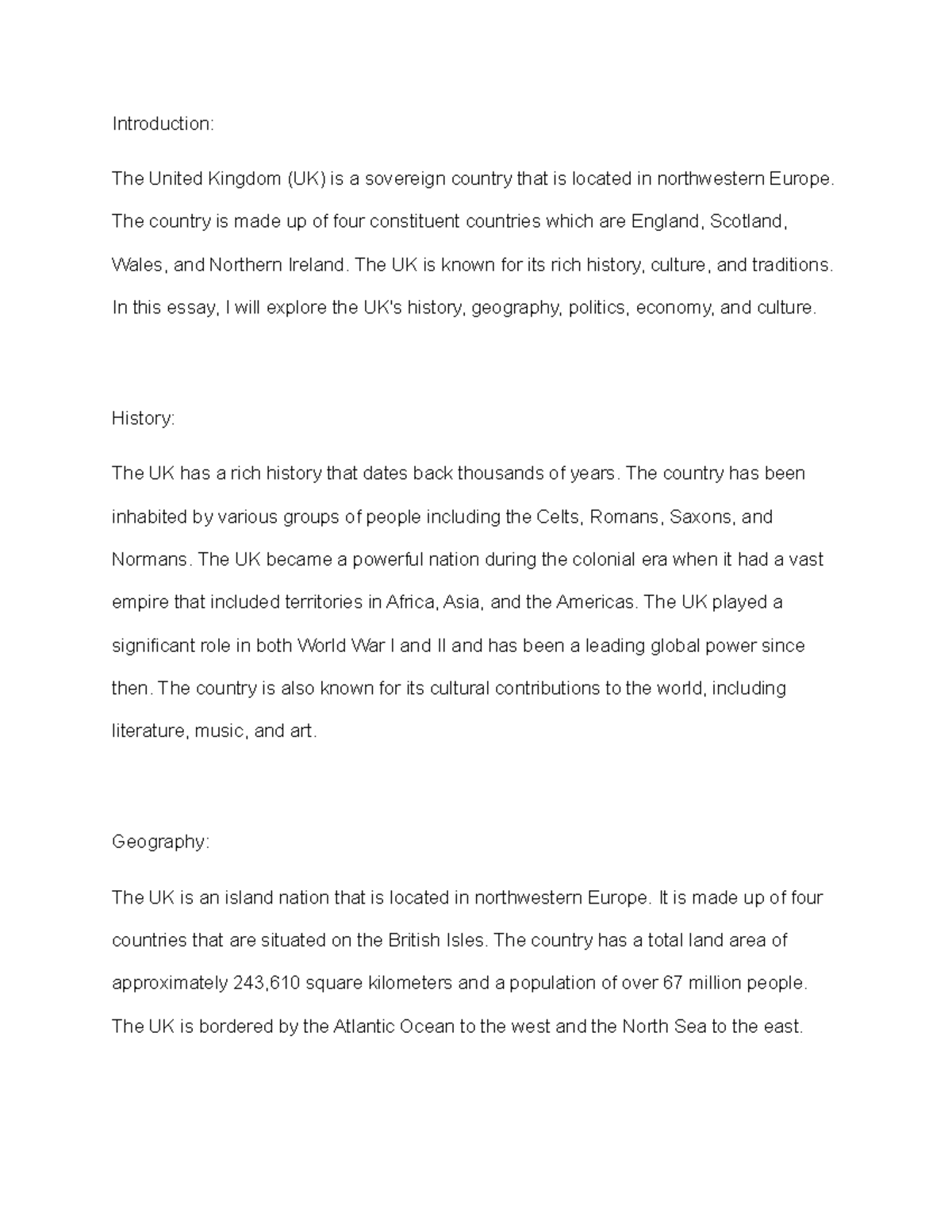 Introduction - United kingdom - Introduction: The United Kingdom (UK ...