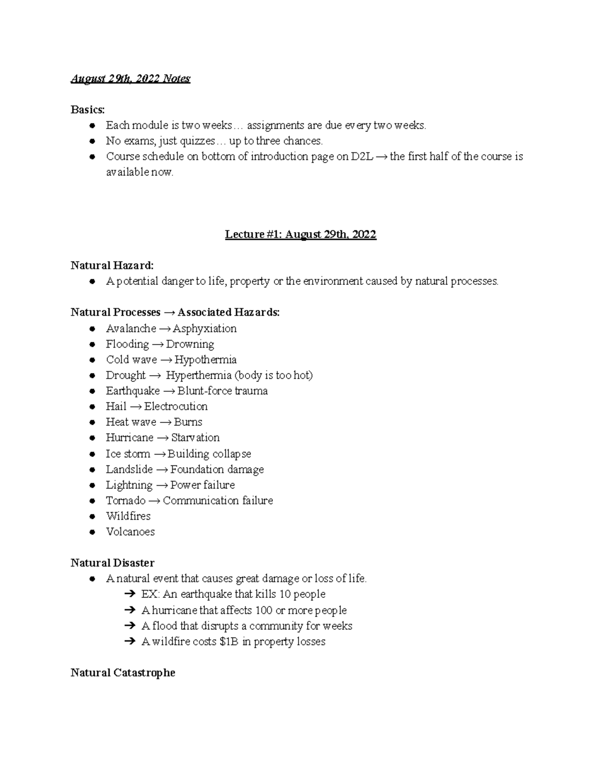 Week 1 Introduction Notes - August 29th, 2022 Notes Basics: Each module ...
