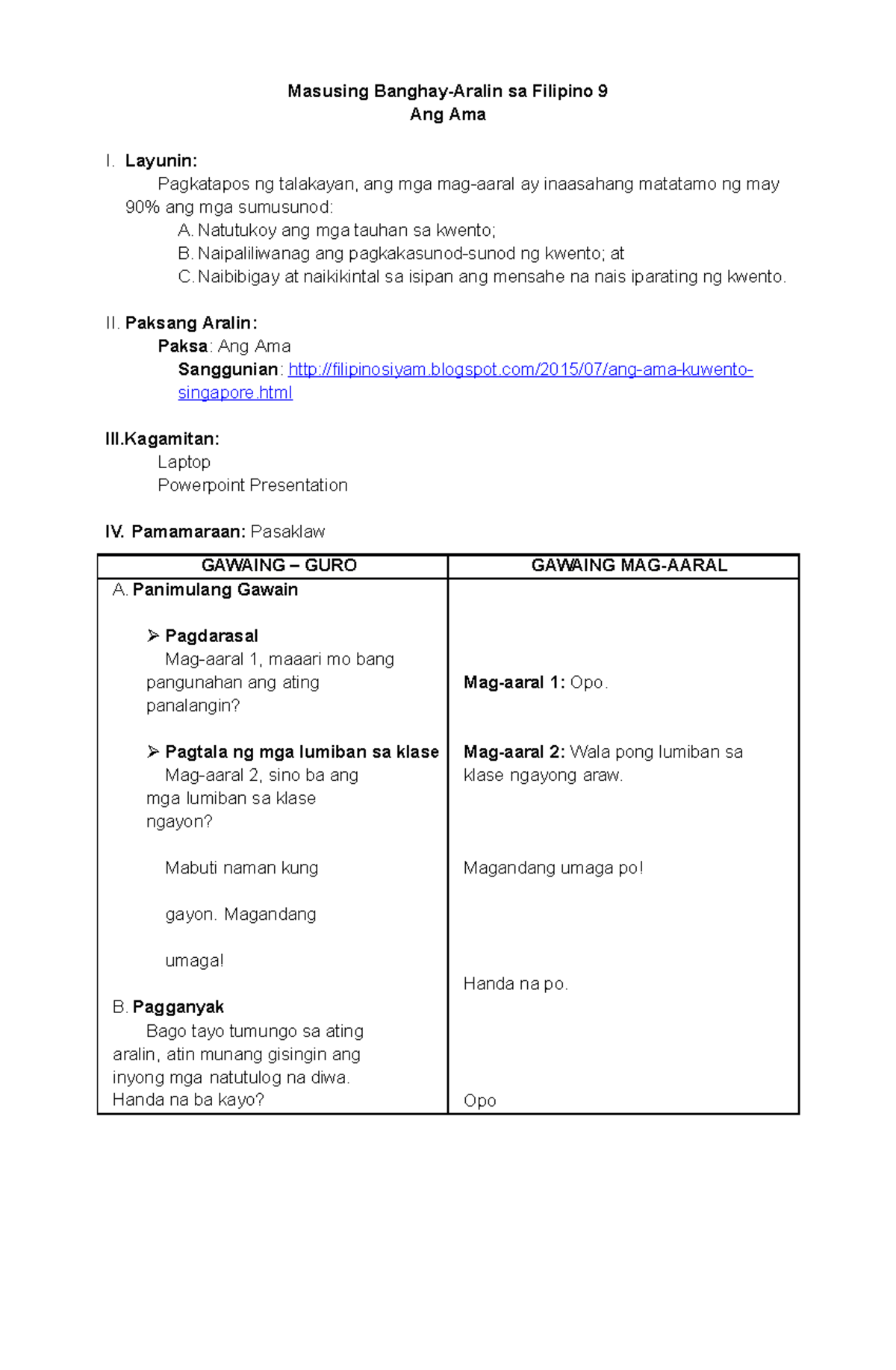 Ang Ama - ddgfhdgfhfgf - Masusing Banghay-Aralin sa Filipino 9 Ang Ama ...