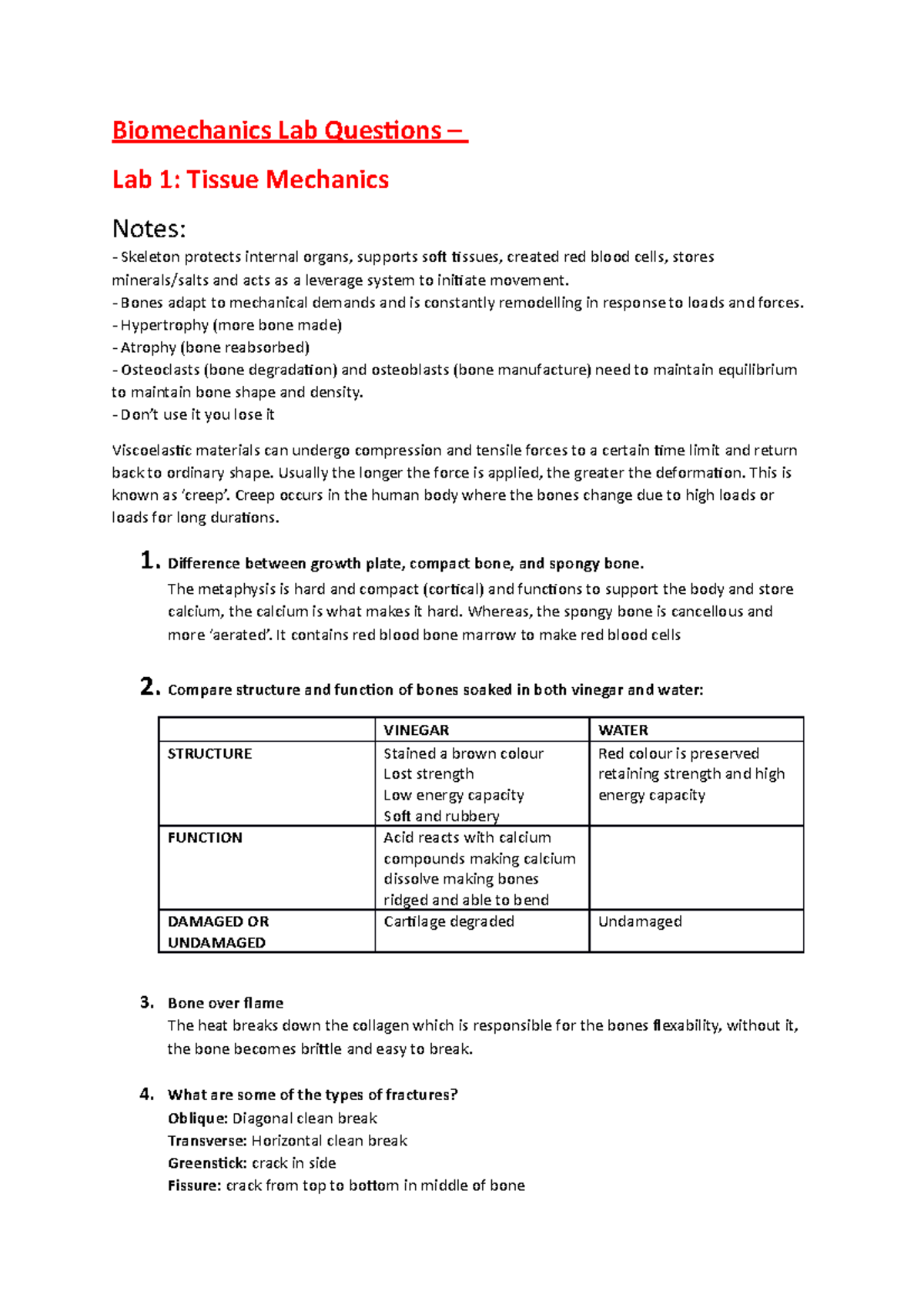 Biomechanics-Lab-Questions - Biomechanics Lab Questions – Lab 1: Tissue ...