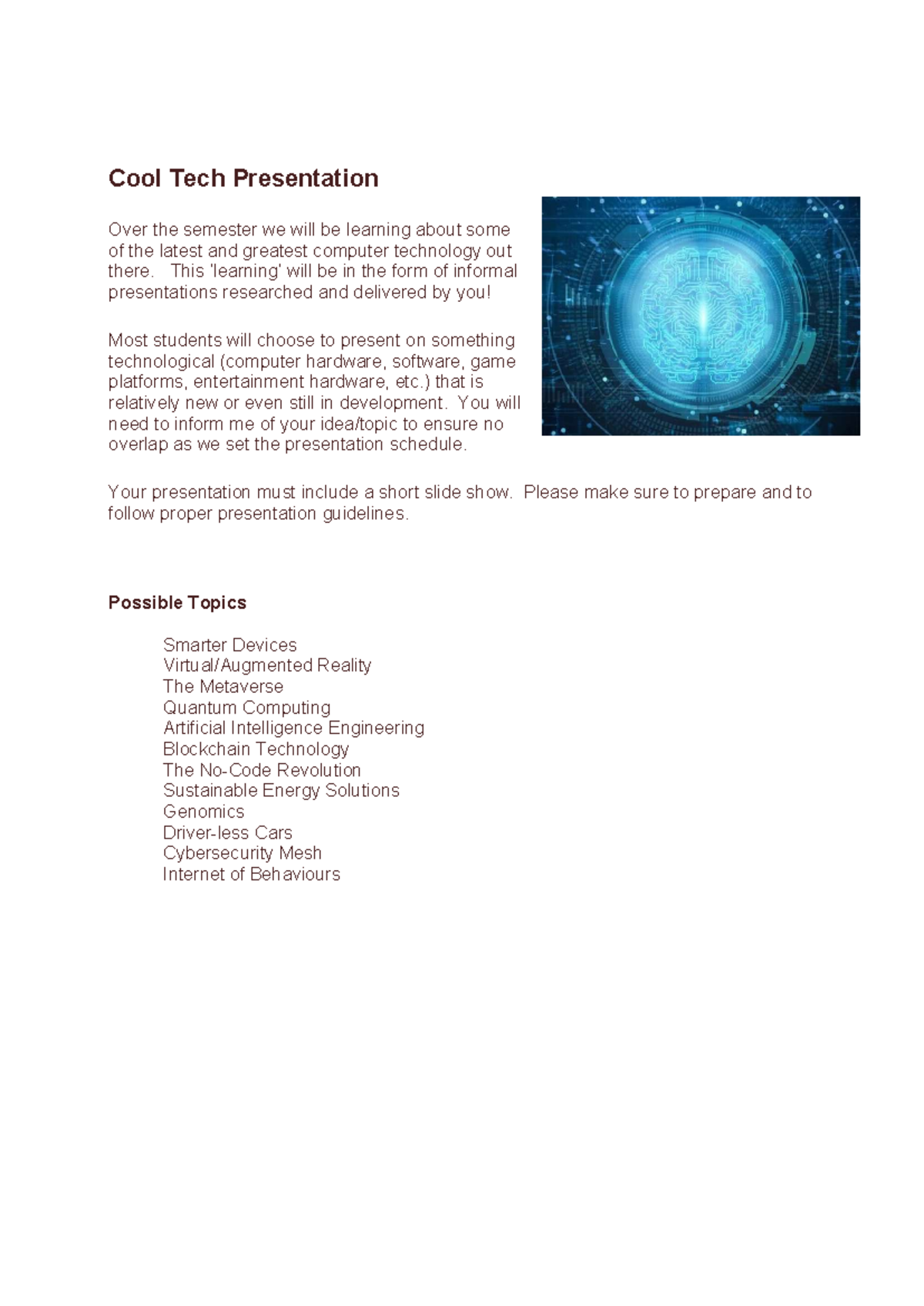 Cool Technology Presentation - TEJ2O Cool Tech Presentation Over the ...
