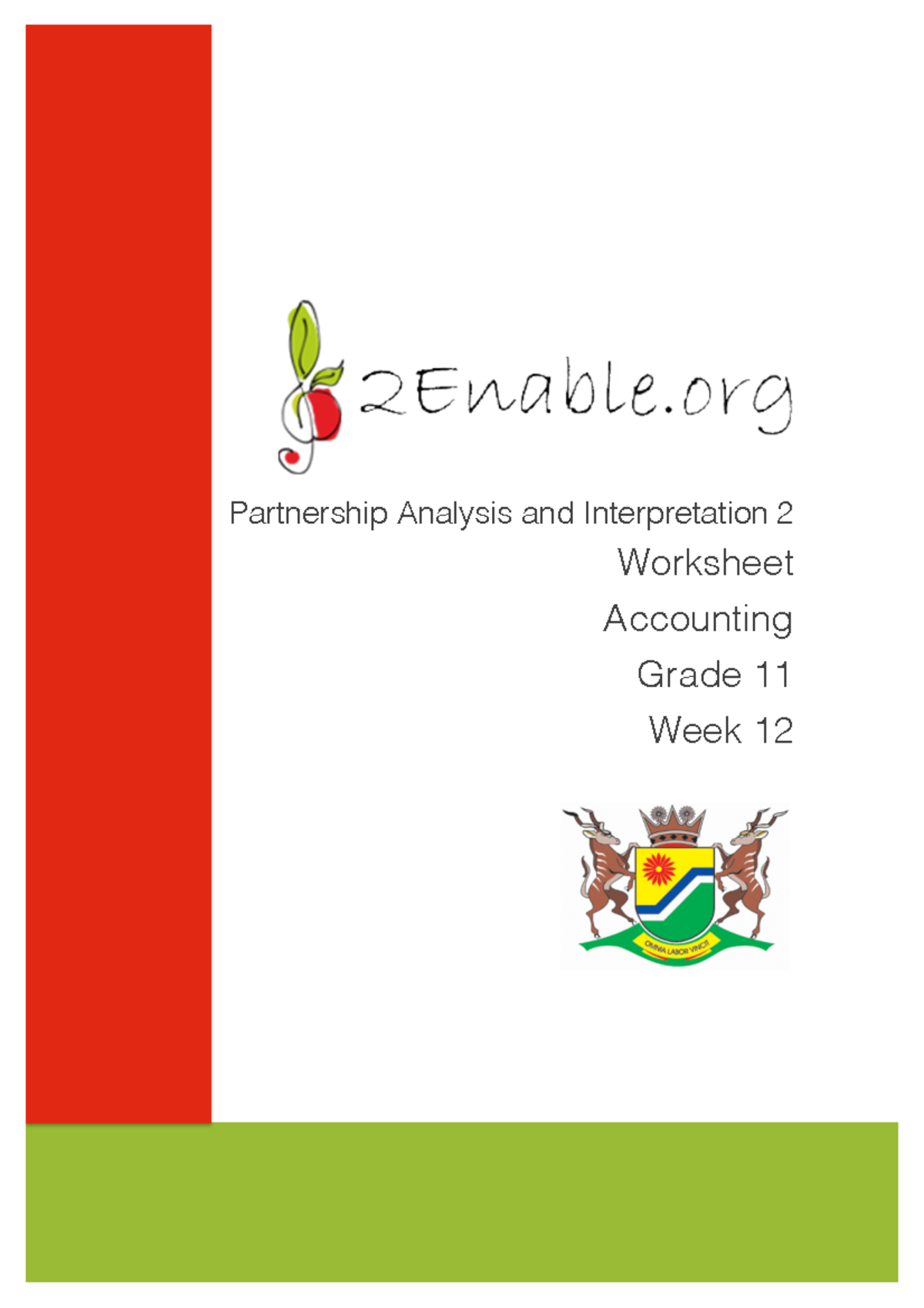 Worksheet-Partnership Analysis - Worksheet Accounting Grade 11 Week 12 ...