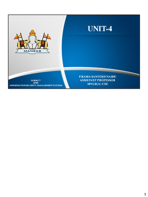 UNIT-1 - information security management system - UNIT- 1 P SANTOSH ...