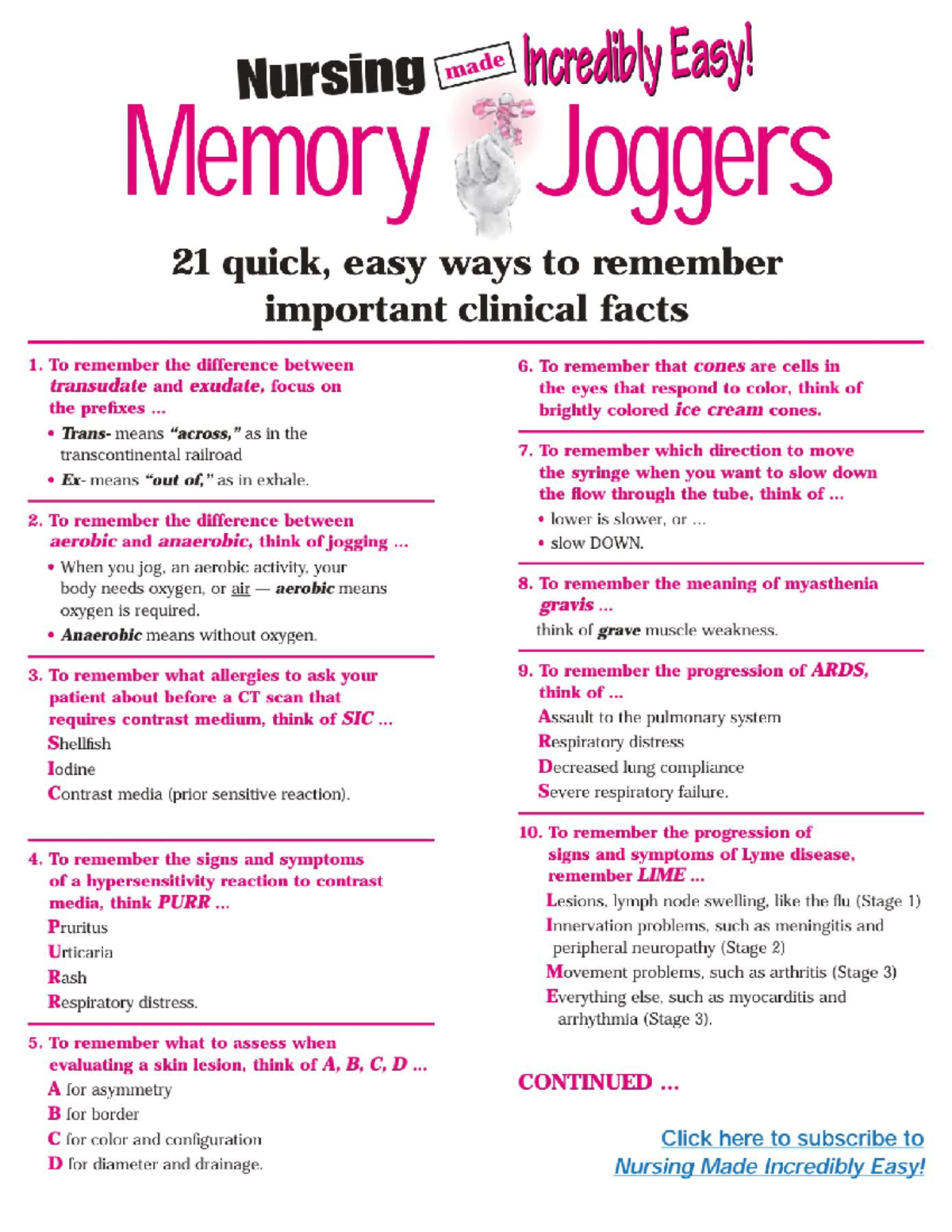 Nursing Memory Notes - NURS 527 - Studocu