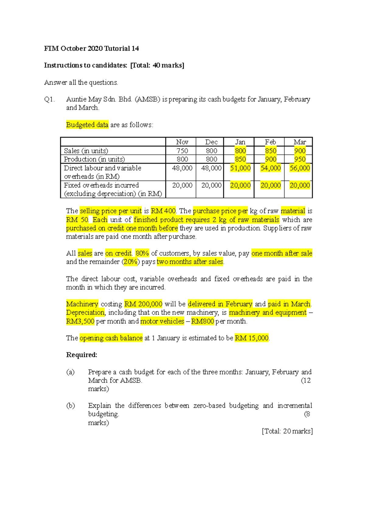 FIM Tutorial 14 Questions 2019 and 2020 - FIM October 2020 Tutorial 14 ...