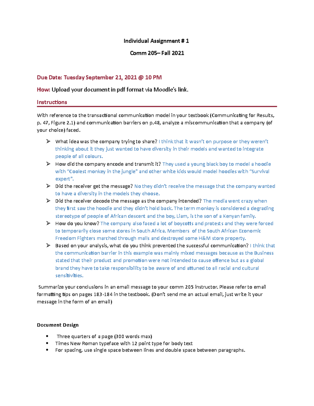 Individual Assignment Important for course - Individual Assignment # 1 ...