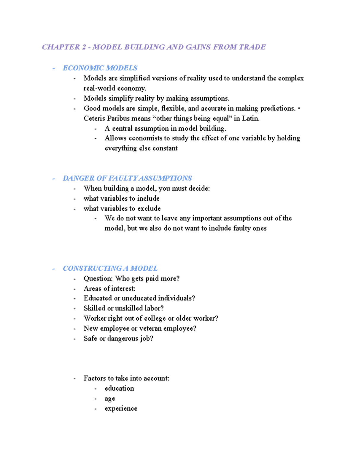 Chapter 2 - Microeconomics - Google Docs1 - CHAPTER 2 - MODEL BUILDING ...