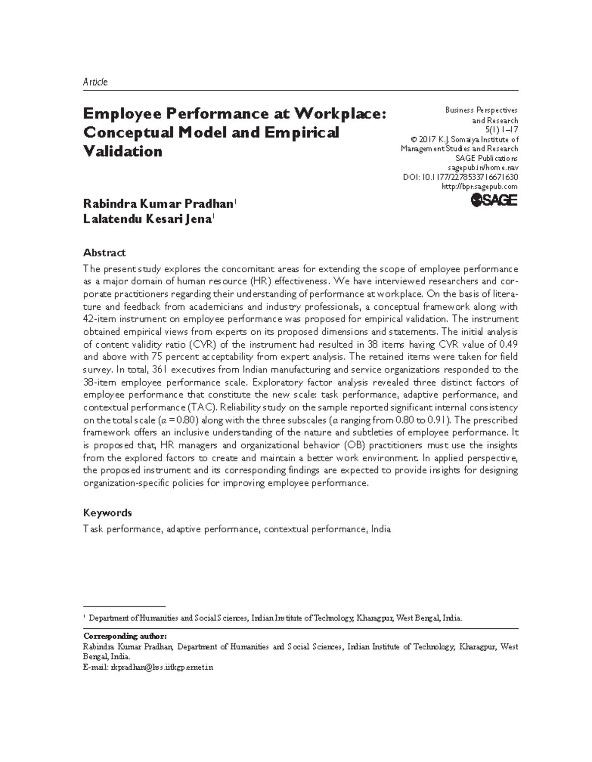 Employee Performance at Workplace Conceptual Model - We have ...